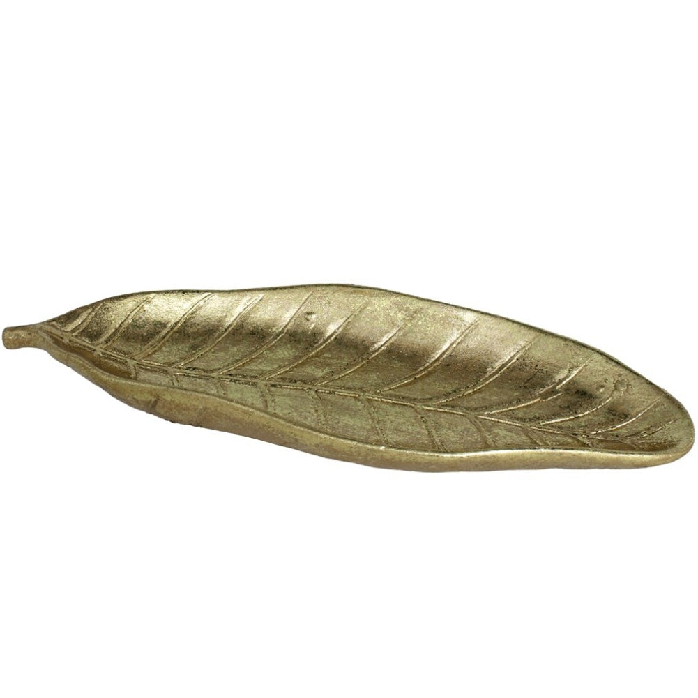 Centrotavola Decorativo Forma Foglia Vassoio Design Moderno Gold 9 x 26 ...