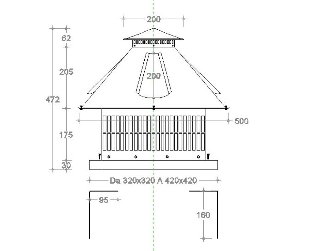 Aspiratore aspirafumi elettrico testa spiovente e base quadra ...