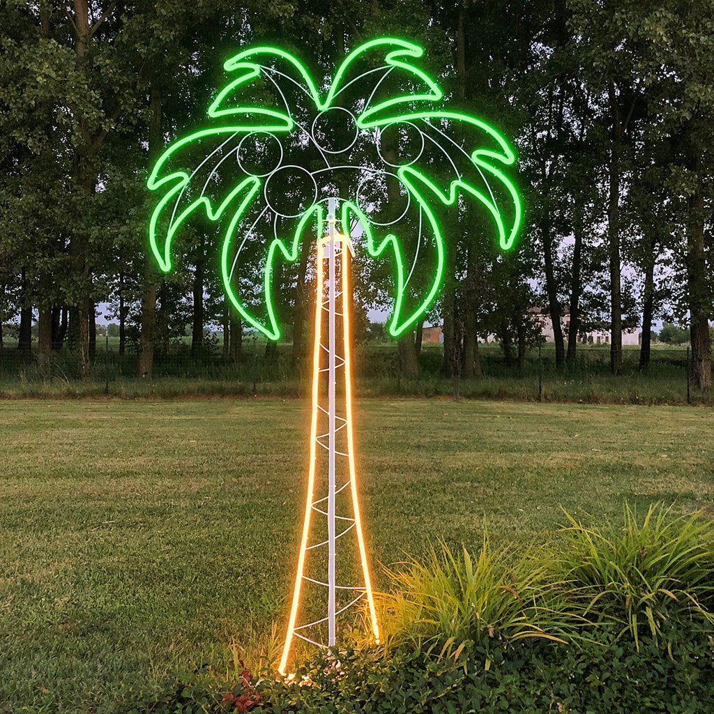 Figura luminosa palma a led effetto neon con tubo bifacciale da ...
