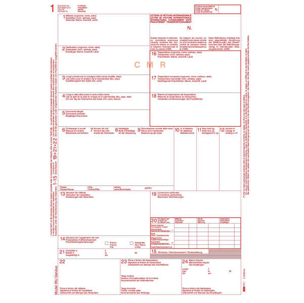 Modello Cmr Lettera Vettura Internaz. 5Copie Autoric 12''X24Cm 100Fg ...