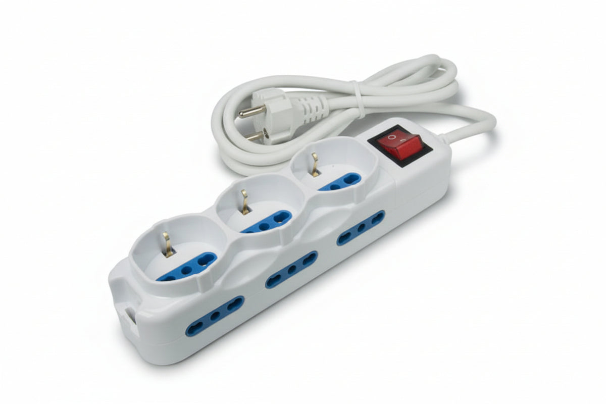 Multipresa Da Tavolo Compatta 3 Schuko + 6 Bipasso Con Interruttore - 1 ...
