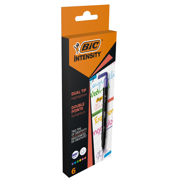 Astuccio 6 Evidenziatori Dual Tip Intensity Colori Assortiti Bic ...