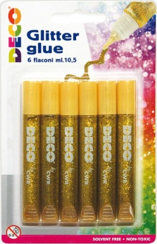 Blister colla glitter - 10 5 ml - oro - Deco - conf. 6 pezzi ...