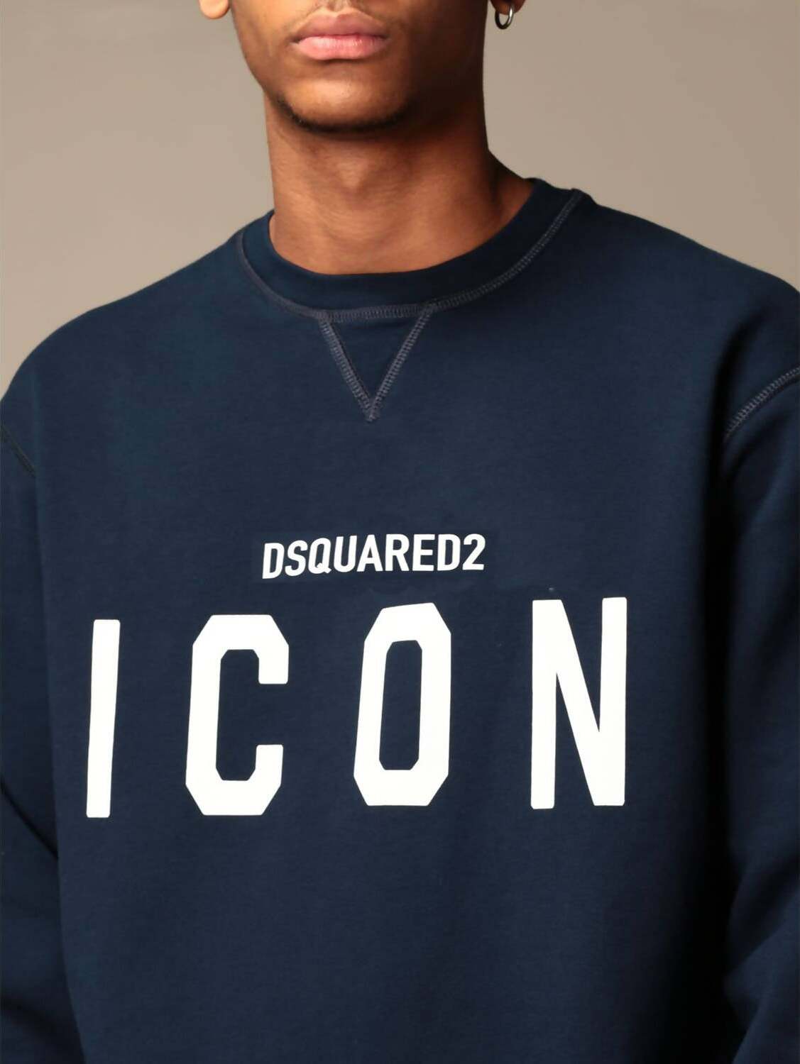 Dsquared2 Icon Felpa Uomo Dsquared 100% Cotone Con Logo Icon Navy Blu ...