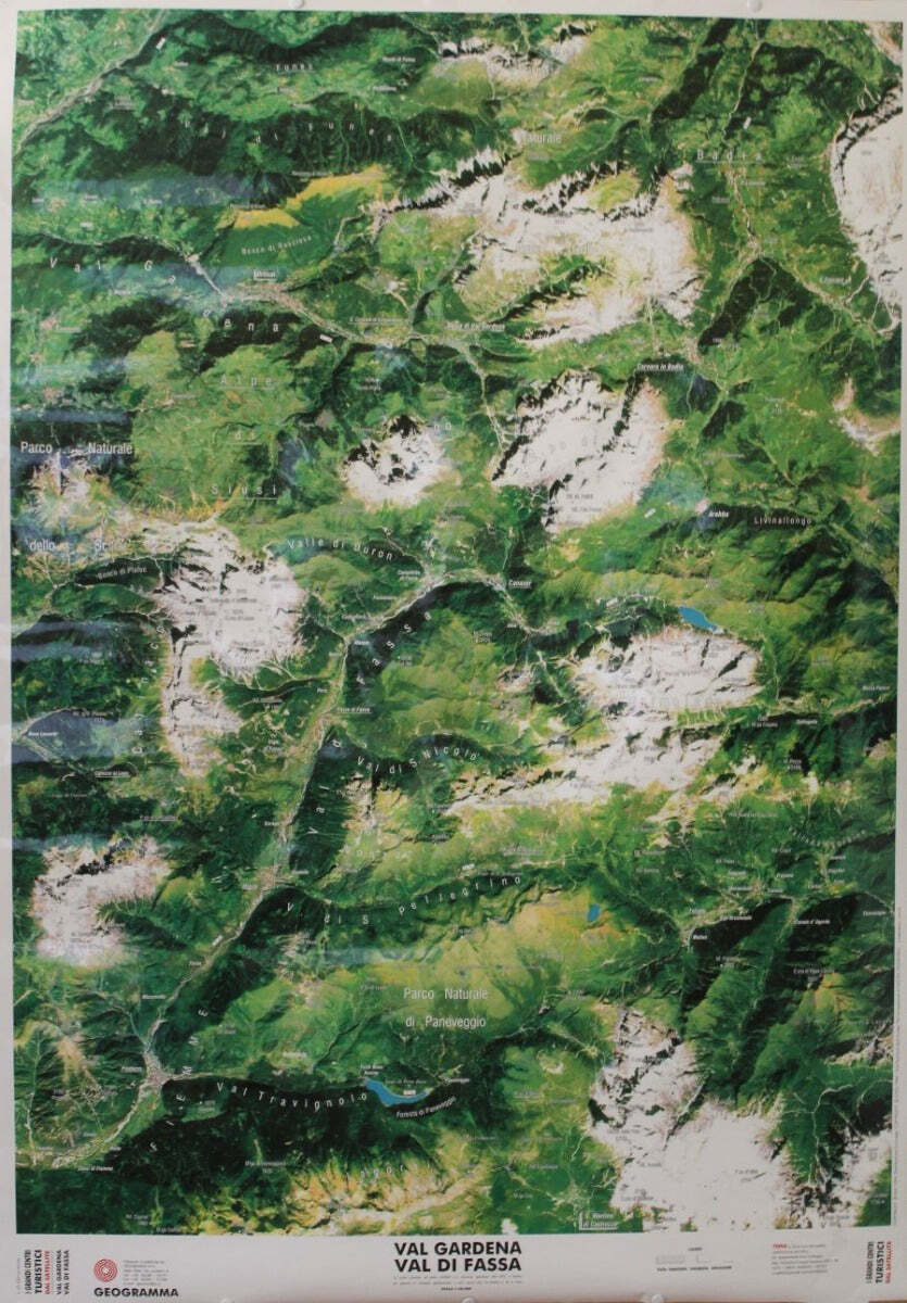 GEOGRAMMA - MAPPA VAL GARDENA E VAL DI FASSA CARTA SATELLITARE 70X100CM ...