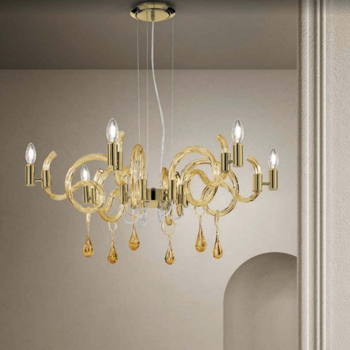 Lampadario classico Sylcom STREET 2001 6 E14 LED vetro murano ...