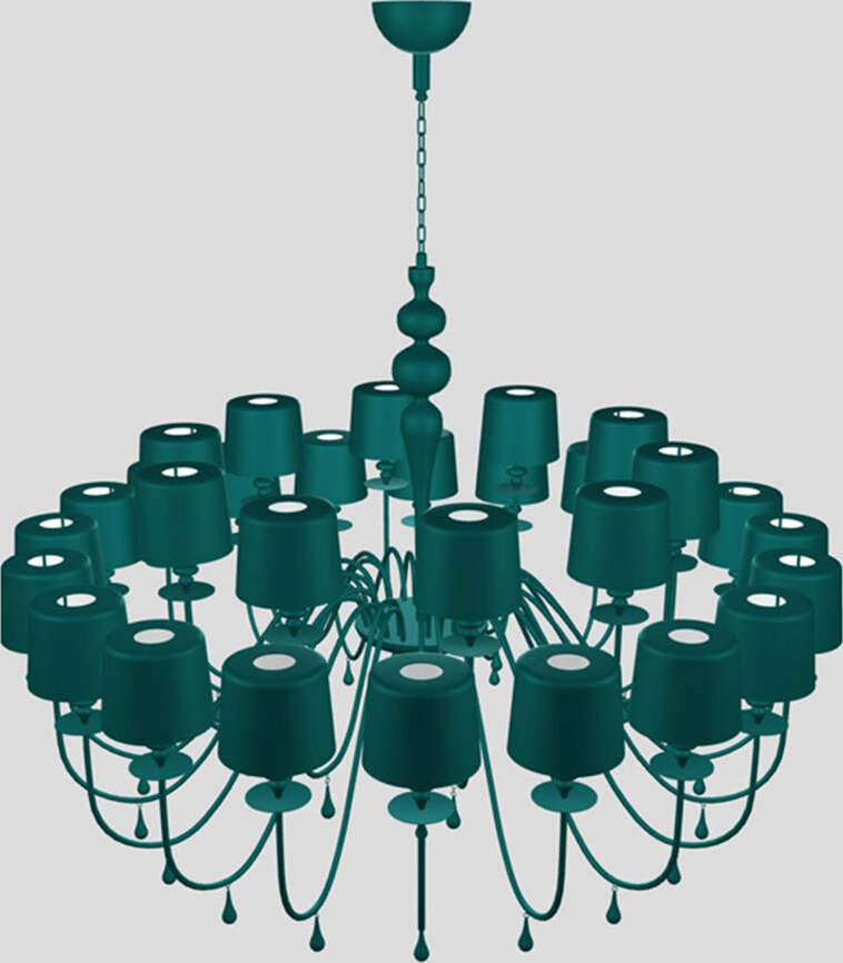 Lampadario Contemporaneo Eva In Plastica Verde Alluminio 10 Luci ...