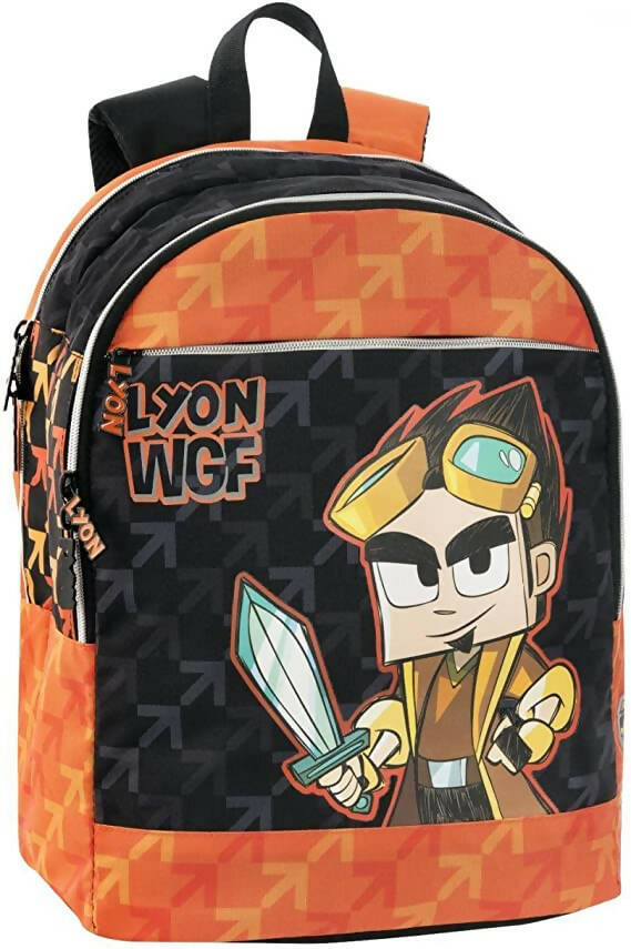 Lyon Gamer Zaino Scuola Organizzato Lyon Wgf Nero Arancione Spallacci ...