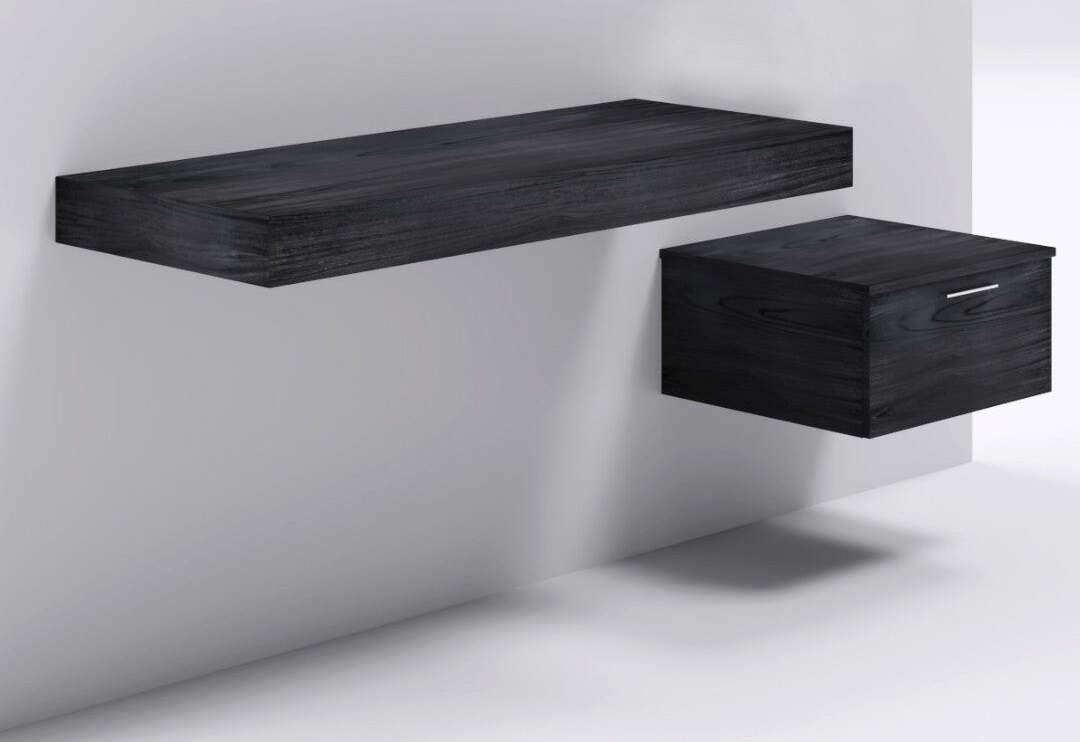 Mensolone in laminato sospeso per lavabi da appoggio e cassettiera Olmo ...