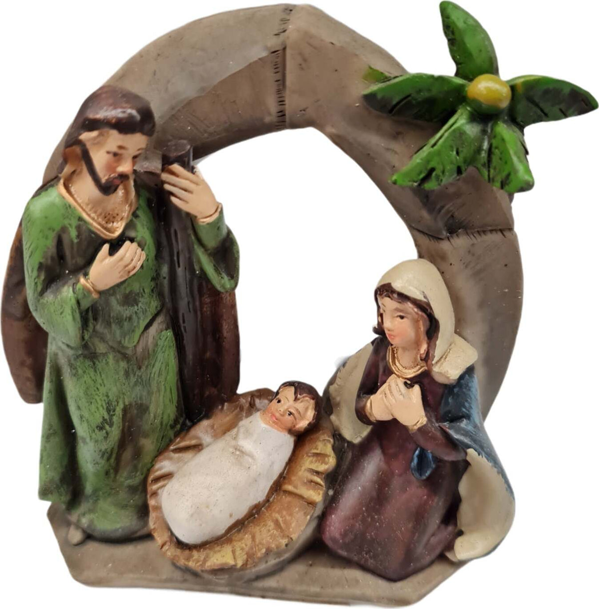 Natività monoblocco con 3 figure per presepe in ceramica con grotta e ...