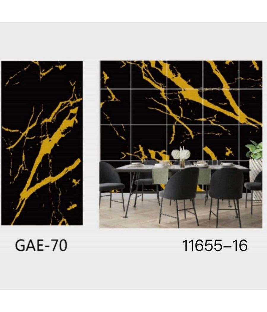 Pannello Adesivo Effetto Marmo Nero Striato Oro Pareti Paraschizzi 300x60cm Stanza ...