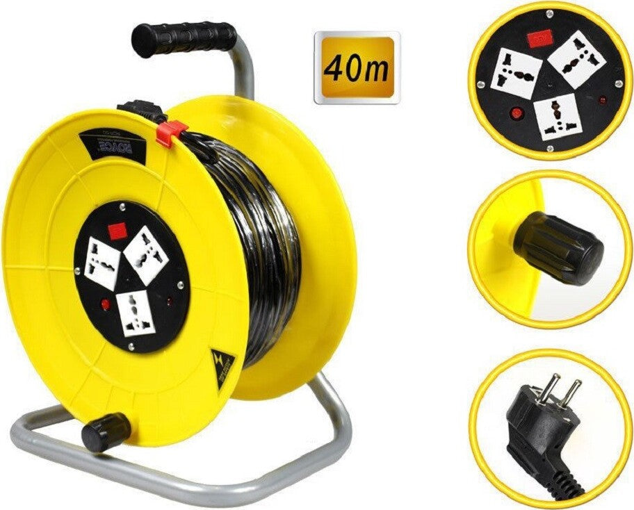 Prolunga Tamburo Con Avvolgicavo 3 Prese Europee 40 Metri Schuko 16a ...