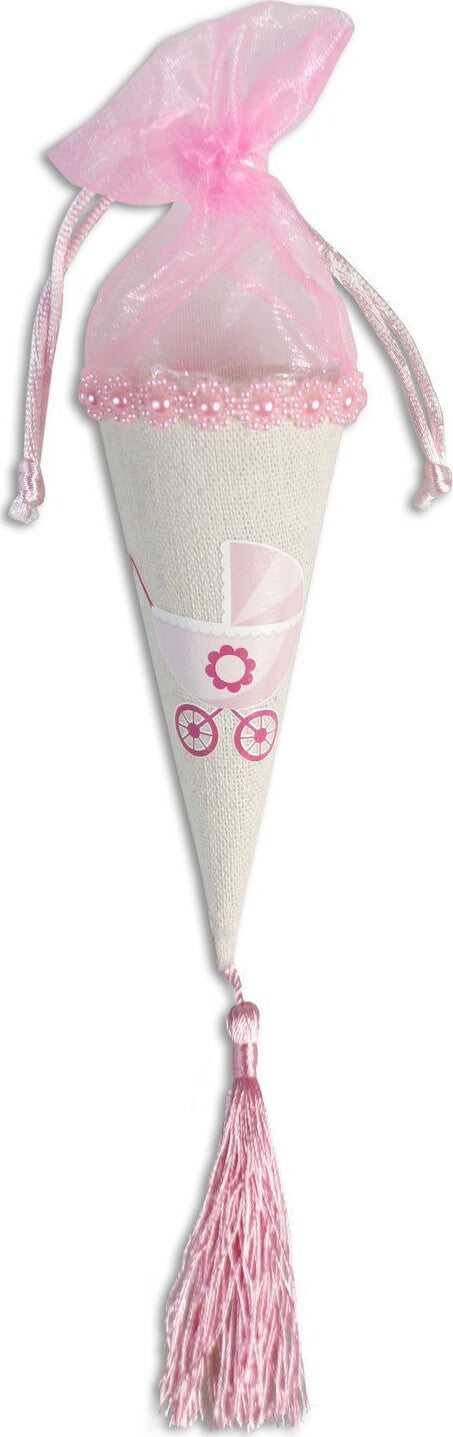 Set 12 Coni Porta Confetti Bomboniera Per Nascita Battesimo Bimba ...