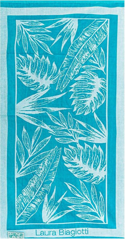 Telo Mare Tropical Laura Biagiotti in Morbida Spugna Di Cotone Cinigliata Jacquard Asciugamano ...